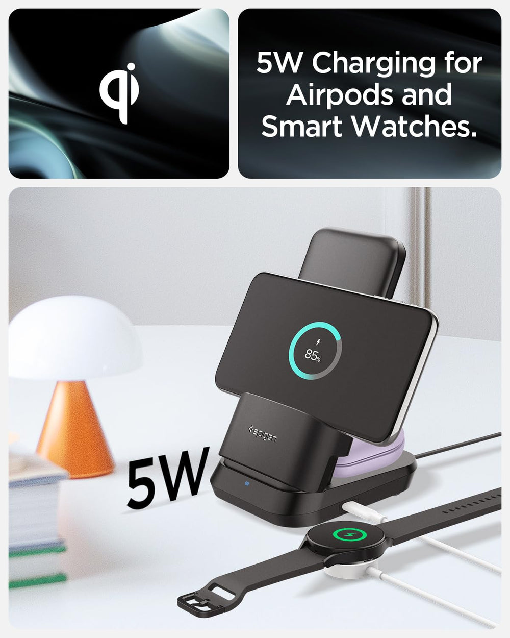 Dual Wireless Charging Dock with USB-C Port for Powerbank, Airpods and ...